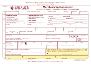 Form 100 - Knights of Columbus - Utah